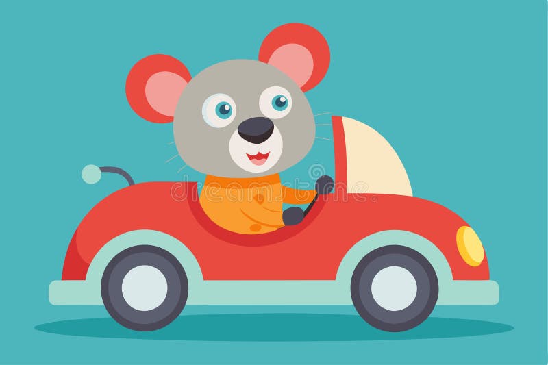 A Cute Mouse Cartoon Driving Car Vector Illustration Stock Vector ...