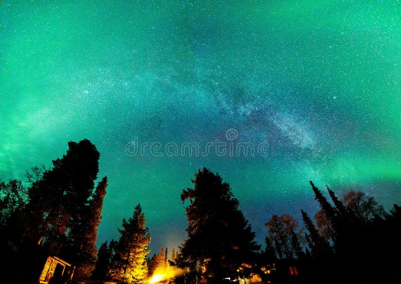 Charming View of Aurora Borealis (or Northern Lights) Shimmering in the ...