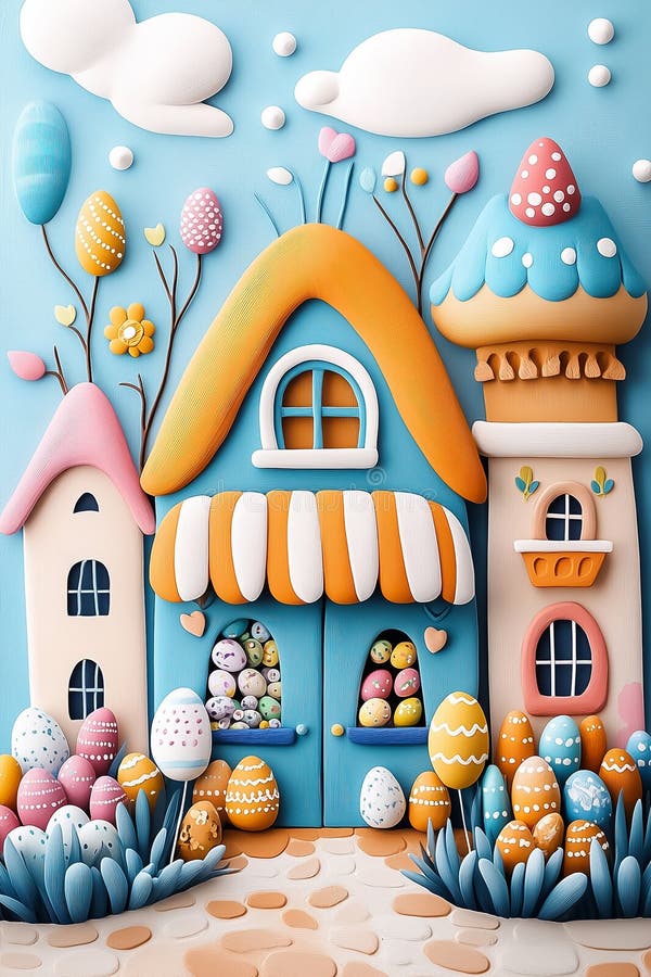 A Charming Village, Bright with Colorful Eggs and Decorations, Joyfully ...