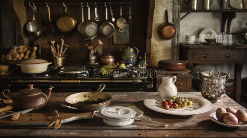 Charming Vintage Farmhouse Kitchen Showcasing Traditional Cooking with ...