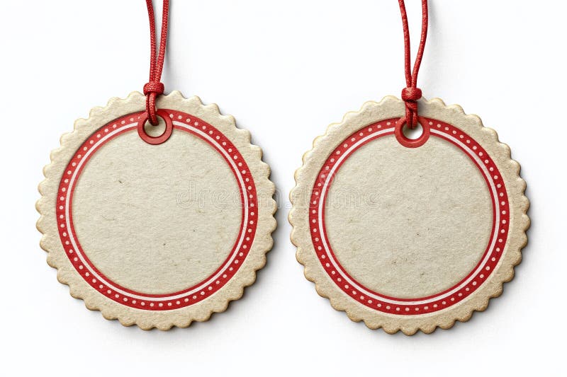 Charming Vintage White Circular Seal Tags with Red Borders Perfect for ...