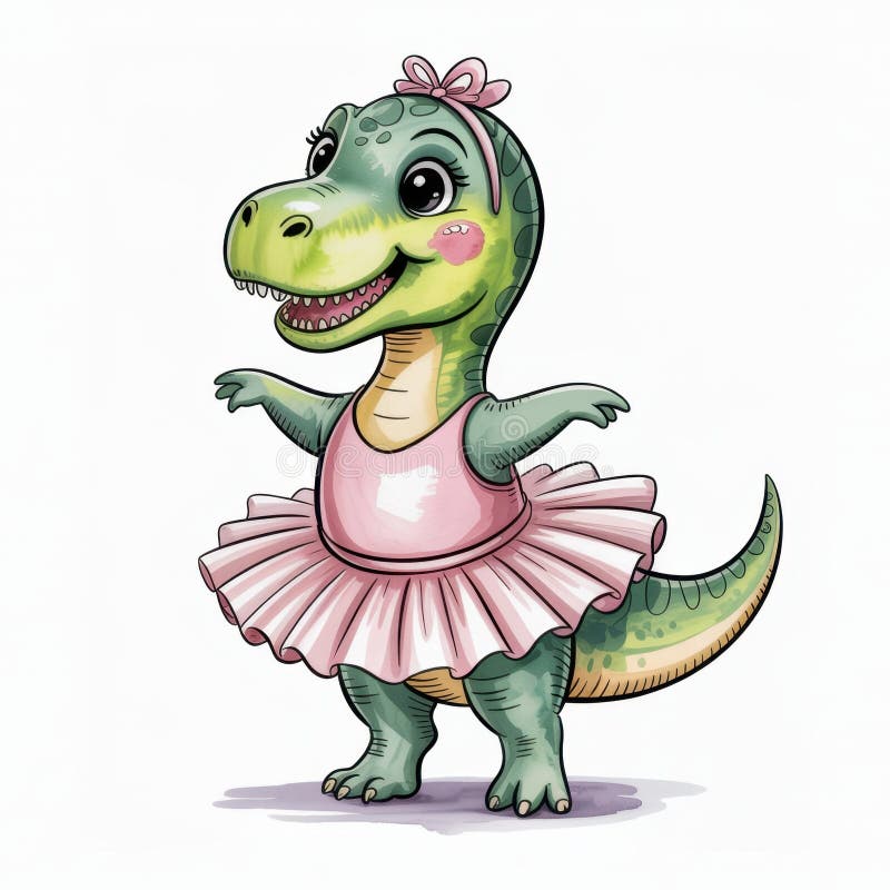A Dinosaur in a Tutu Dancing Gracefully a T Rex Performing Ballet in a ...