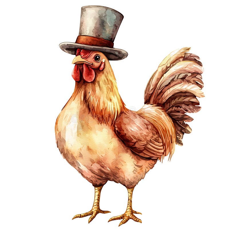 Dapper Rooster Wearing a Stylish Top Hat, Ready for the Show Stock Illustration - Illustration ...
