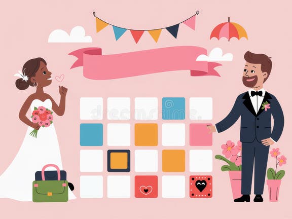 Charming Wedding Countdown with Bride and Groom in a Whimsical Setting ...