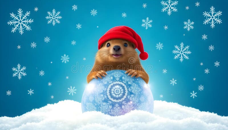 Groundhog Day Mosaic: a Wondrous Winter Tableau Stock Illustration ...