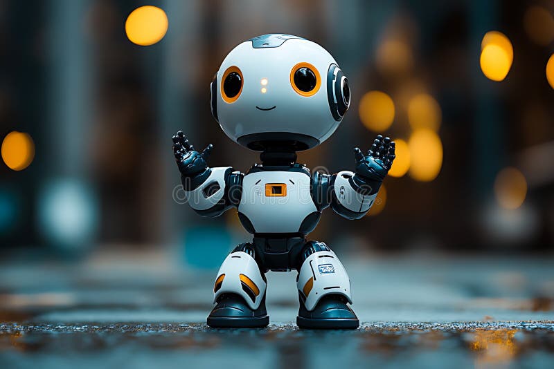 Friendly White Robot Waving Stock Photo - Image of advanced, innovation ...