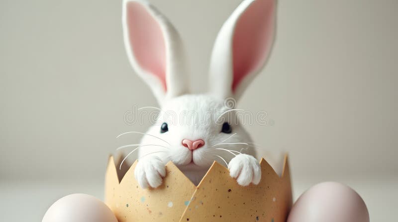 Easter Bunny Hatching from Egg Stock Illustration - Illustration of ...