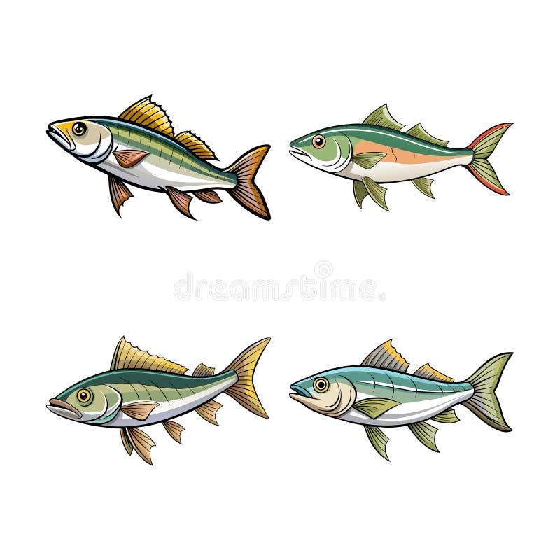 Charming Whiting Fish Aquatic Illustration Stock Vector - Illustration ...