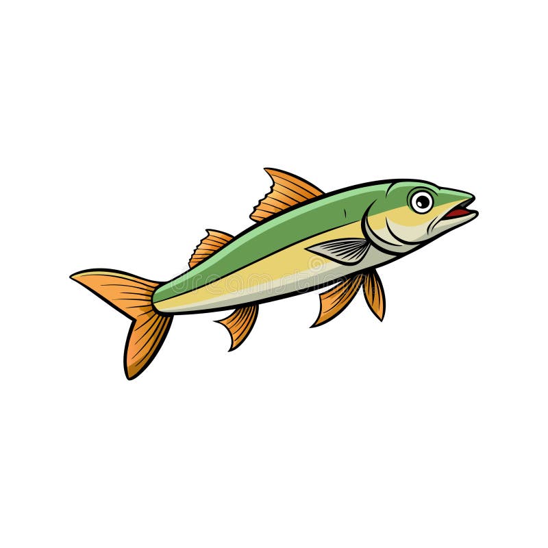 Charming Whiting Fish Aquatic Illustration Stock Illustration ...
