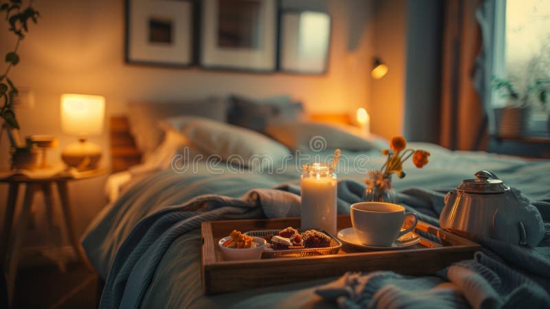 Charming Wide Angle View of a Cozy Bedroom Featuring a Delightful ...