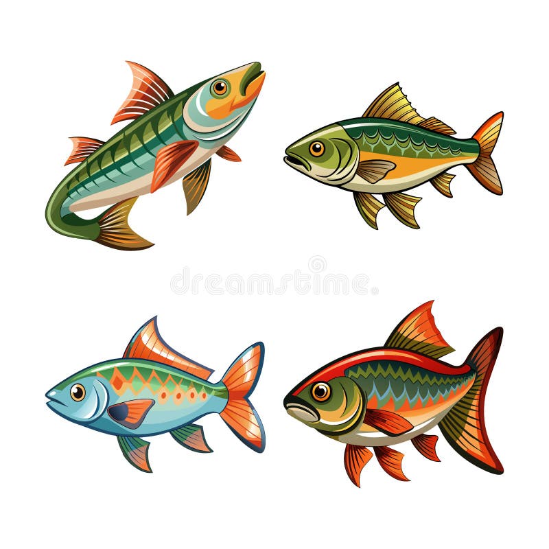 Charming Wildshimmer Fish Illustration with Aquatic Features Stock ...