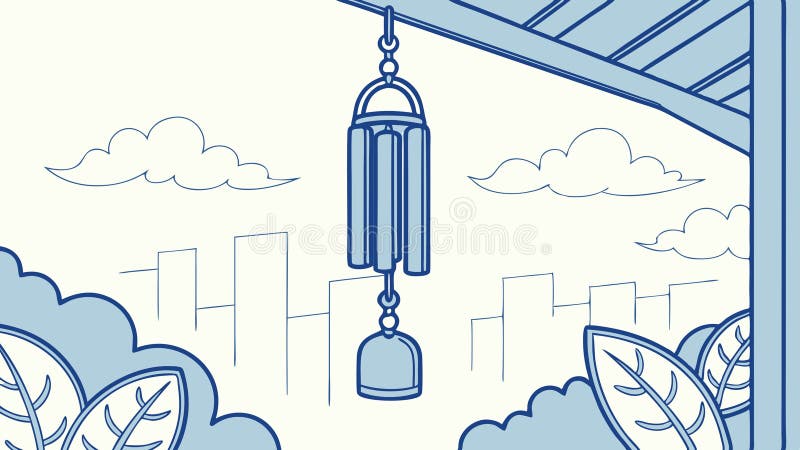 Charming Wind Chimes Hanging Under Eaves, with Fluffy Clouds Beyond ...