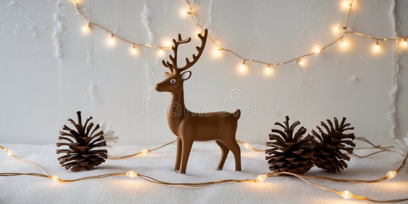 Charming Winter Scene Featuring a Plastic Reindeer Amidst Festive ...