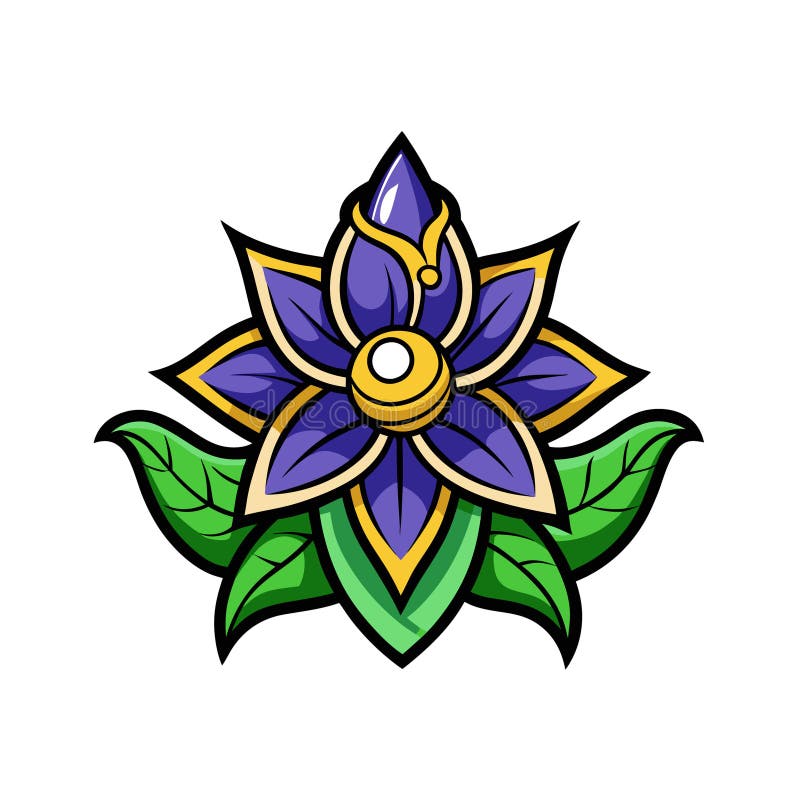 Charming Wizard Flower Illustration with Bold Outline Stock Image ...