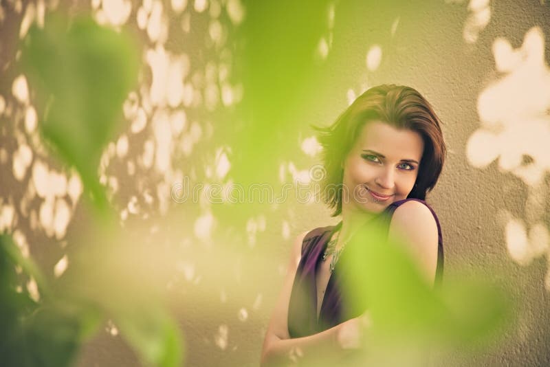 Charming Woman Standing Shadow Tree Stock Photos - Free & Royalty-Free ...