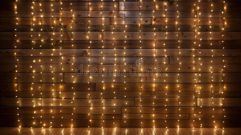 Charming Wood Background with String Lights Stock Illustration ...