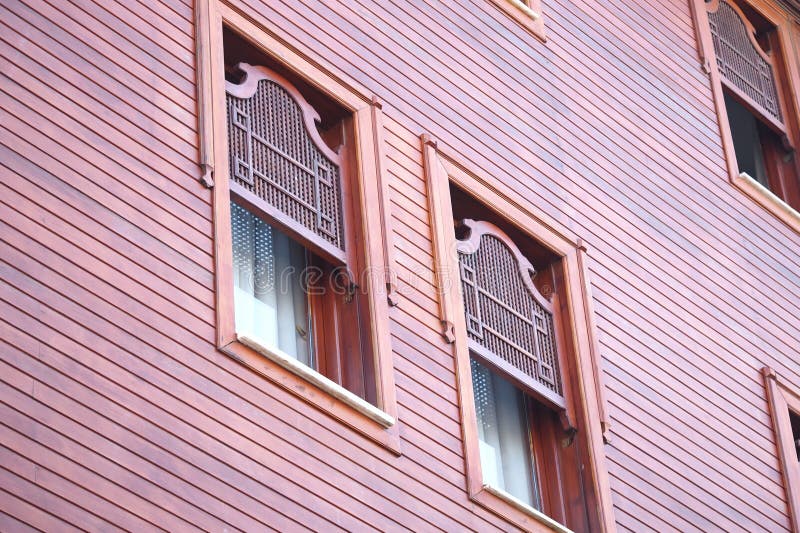 Charming Wooden Windows on a Historic Building Stock Photo - Image of ...