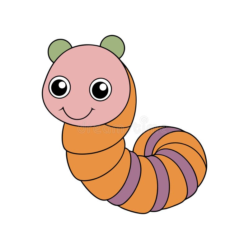 Charming Worm Animal Coloring Illustration for Kids Stock Illustration ...