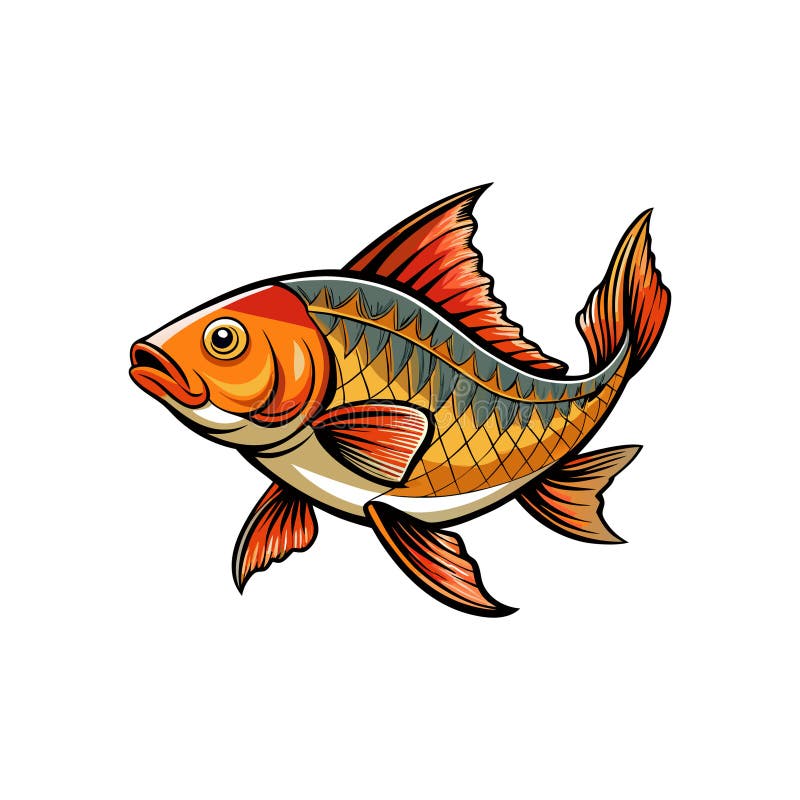 Charming Wrack Carp Fish Aquatic Artwork Stock Image - Illustration of ...