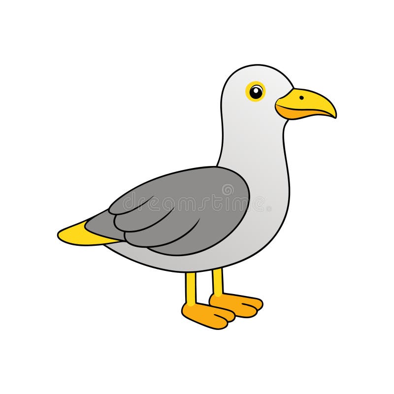 Charming Yellow-legged Gull Bird Design Stock Illustration ...