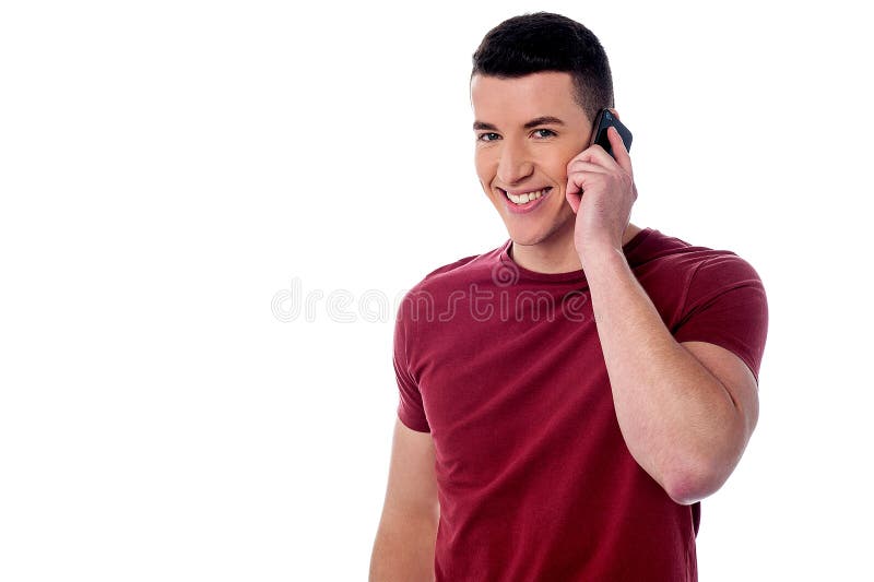 Charming Yong Guy Communicating Stock Image - Image of caucasian ...