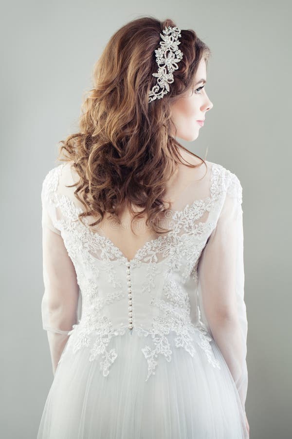 Charming Young Bride Woman, Back and Profile Stock Photo - Image of ...