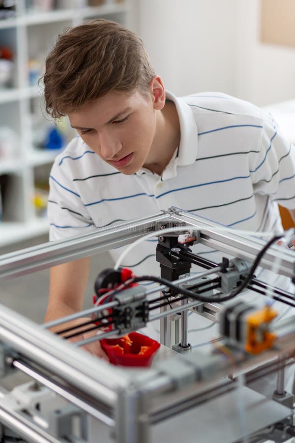Charming Young Engineer Creating Model of Bell Pepper Stock Photo ...