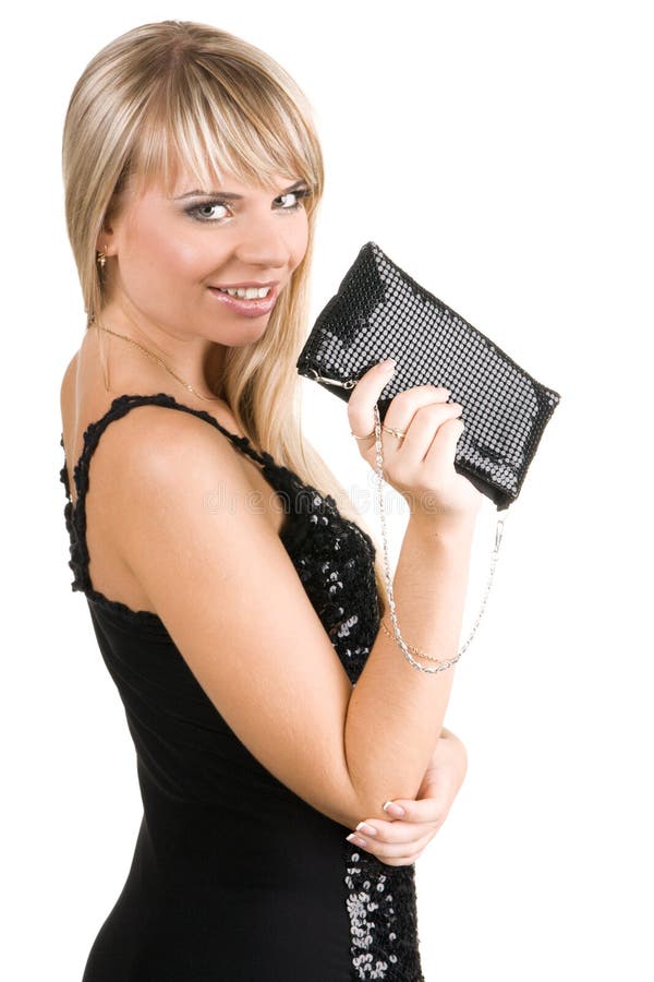 Charming Young Woman with Fancy-bag Stock Photo - Image of gaze, hair ...