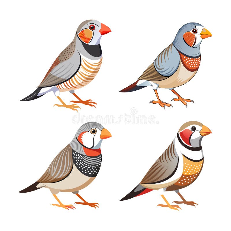 Charming Zebra Finch Bird Artwork Stock Vector - Illustration of ...