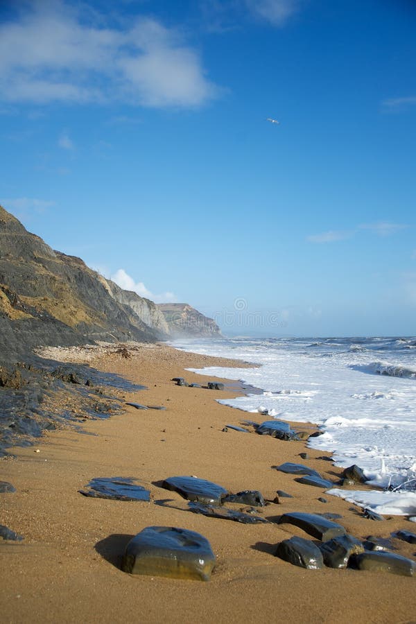Charmouth Beach and Golden Cap Dorset England Stock Image - Image of ...