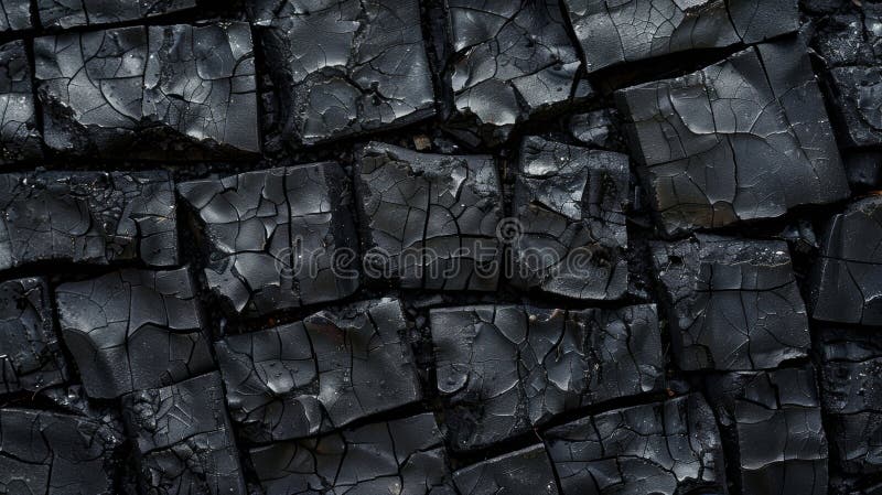 Charred Black Bricks with Jagged Edges and Ash Remnants Stock Photo ...