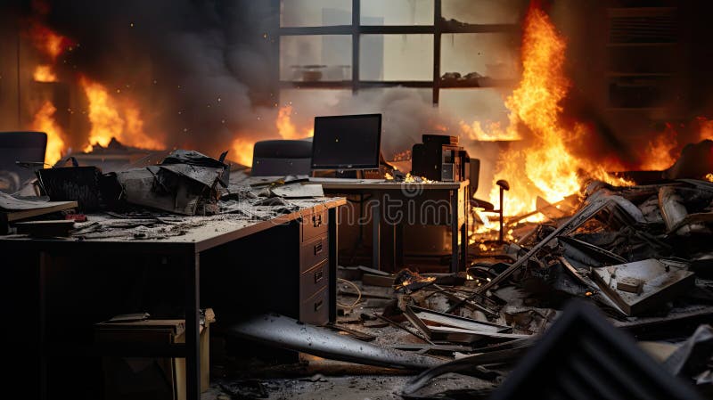 Charred Blurred Fire Damage Interior Stock Illustration - Illustration ...