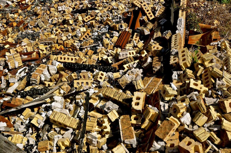 Charred Bricks after a Fire Stock Image - Image of foundation, blazing ...