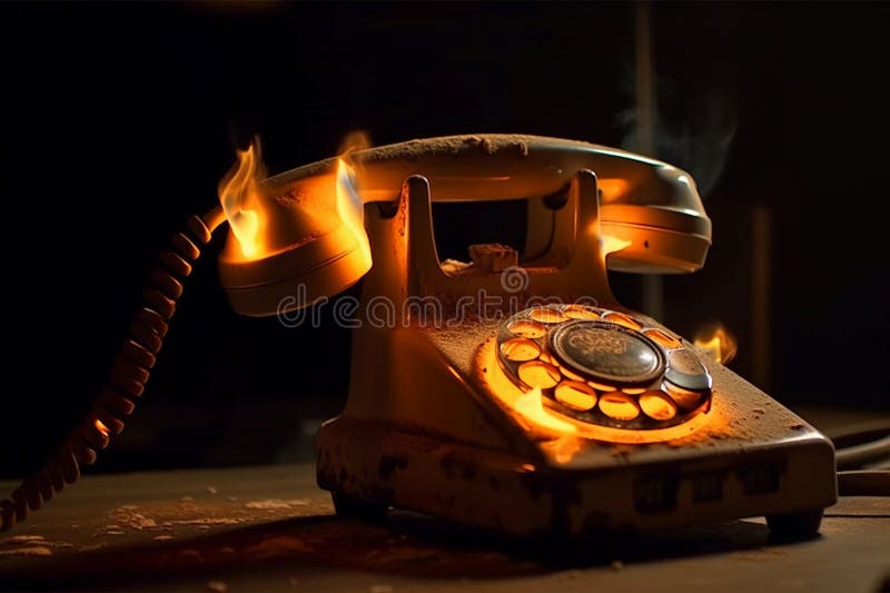 Charred and Burning Old Phone. Stock Illustration - Illustration of ...