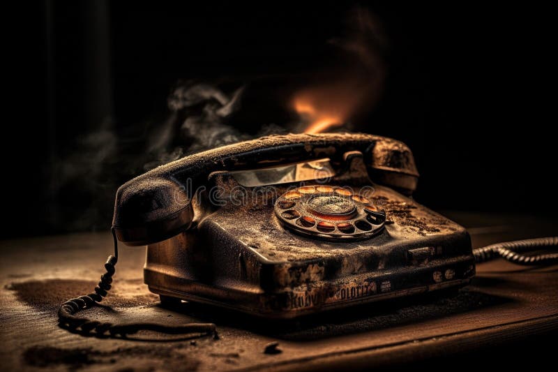 Charred and Burning Old Phone. Stock Illustration - Illustration of ...