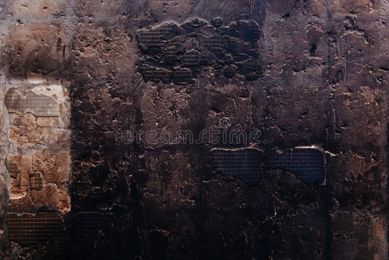 Charred Concrete Surface. Burnt Wall Background Stock Photo - Image of ...