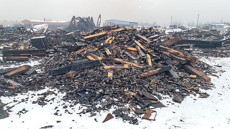 Charred Debris, Winter Fire Aftermath Stock Photo - Image of wood ...