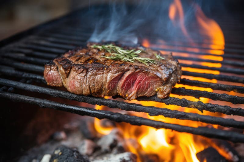 Into a Charred Grill-marked Steak Stock Image - Image of meat, barbecue ...