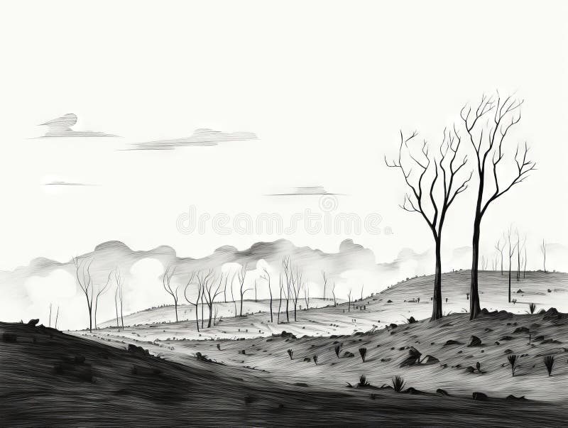 Charred Landscape Illustration Stock Illustration - Illustration of ...