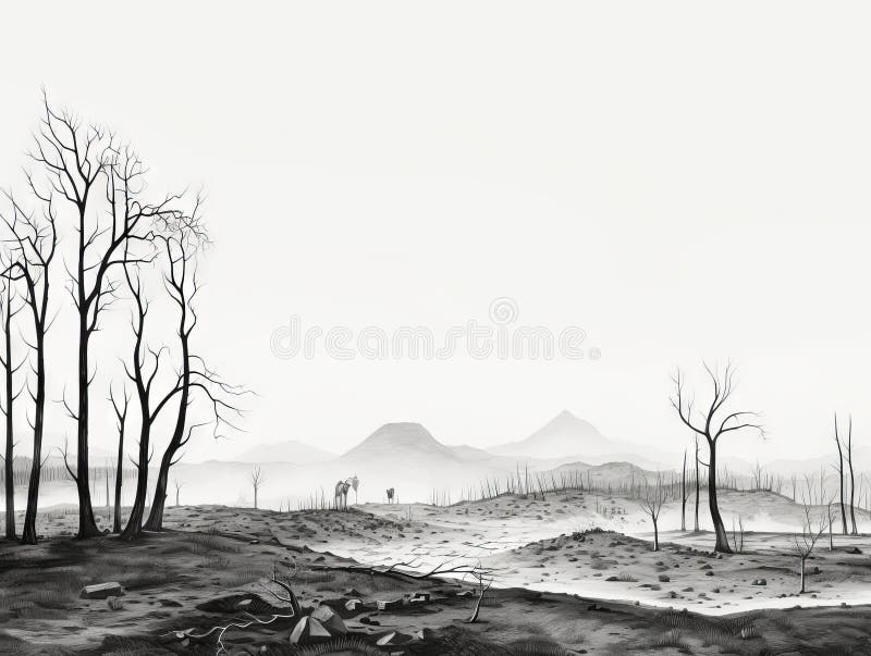 Charred Landscape Illustration Stock Illustration - Illustration of ...