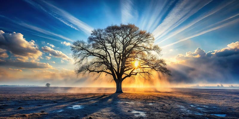 Lone Charred Oak Tree Dominates Stock Illustrations – 1 Lone Charred ...