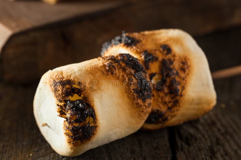 Charred and Roasted Marshmallows Stock Image - Image of fire, sticky ...