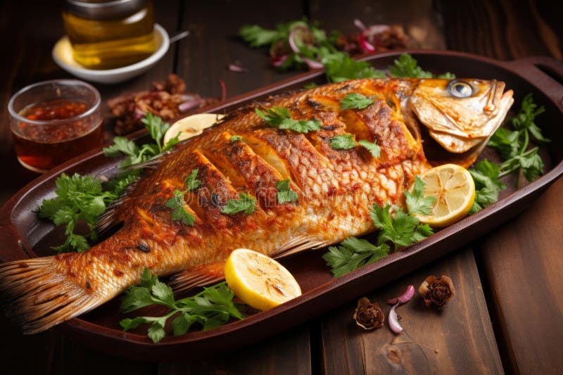 Charred Smoked Fish Grill Fire. Generate Ai Stock Image - Image of fish ...