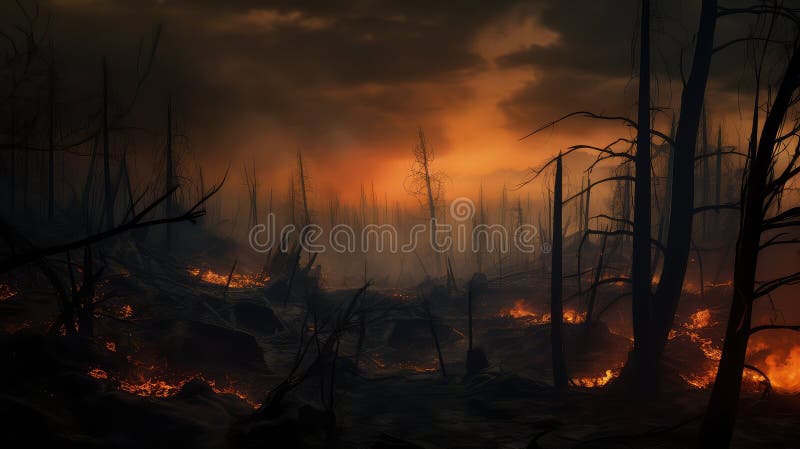 Charred smokey fire stock illustration. Illustration of wreckage ...