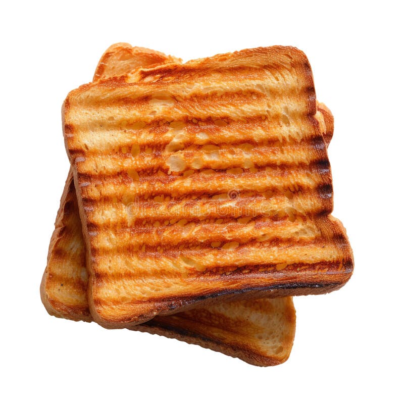 Charred Toasted Bread with Grilled Marks on White Background Stock ...
