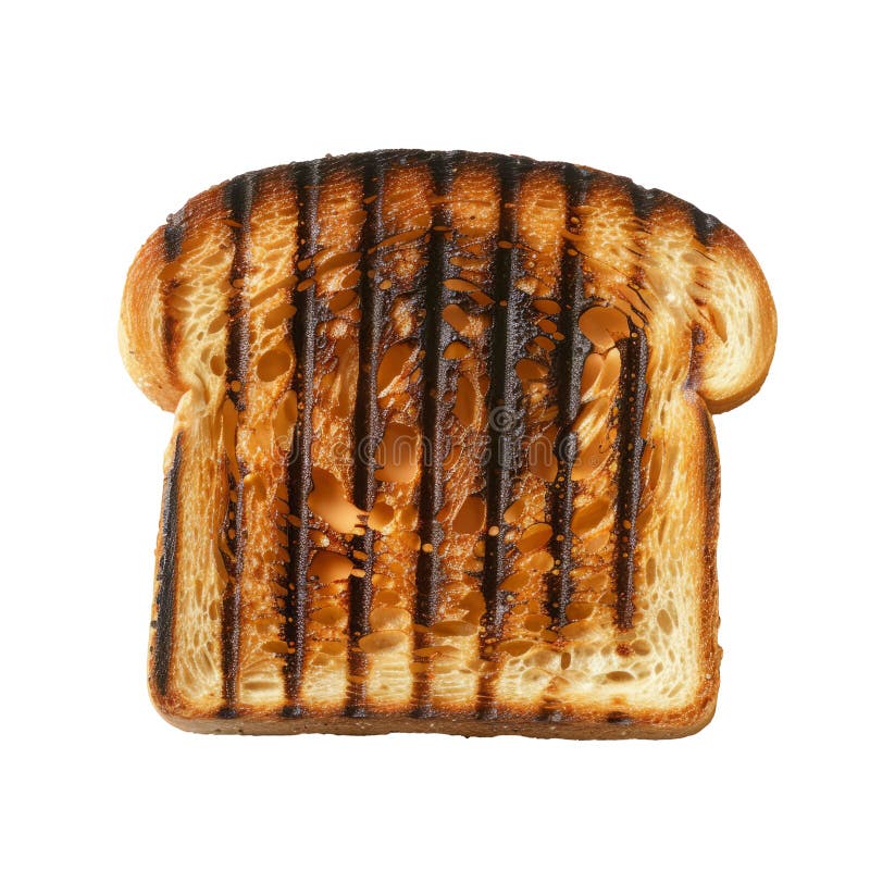 Charred Toasted Bread with Grilled Marks on White Background Stock ...