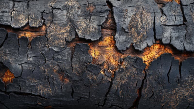 Charred Tree Bark with Glowing Underlayer Stock Illustration ...