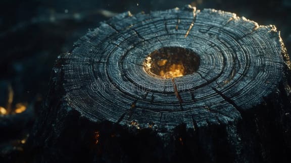Charred Tree Stump Center Glowing Embers Stock Illustration ...