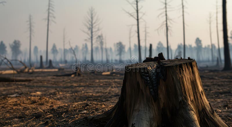 Forest Wildfire Aftermath Showing Charred Trees and Environmental ...