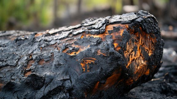 Charred Tree Trunk with Exposed Inner Wood Stock Illustration ...